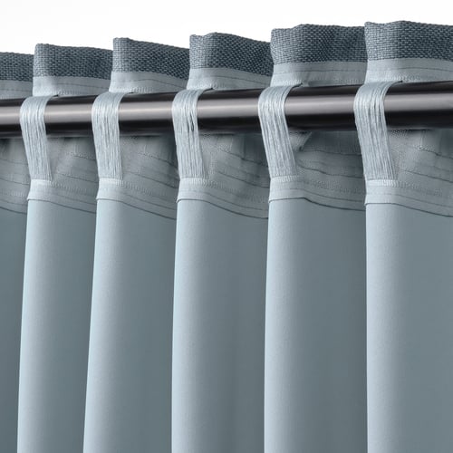 ANNAKAJSA room darkening curtains, 1 pair grey-blue - IKEA