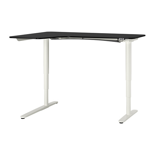 BEKANT corner desk left white stained oak veneer/white 592.828.37 - IKEA