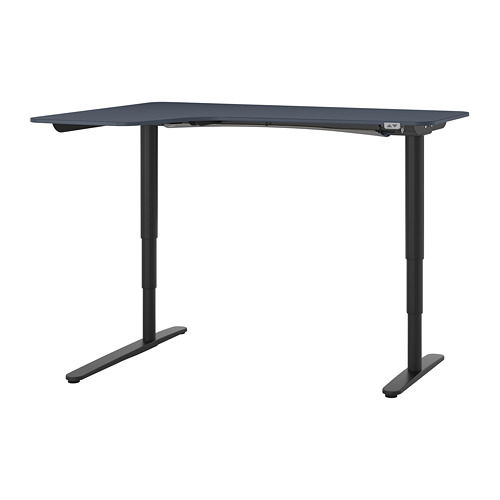 BEKANT corner desk left black stained ash veneer/black 992.828.02 - IKEA