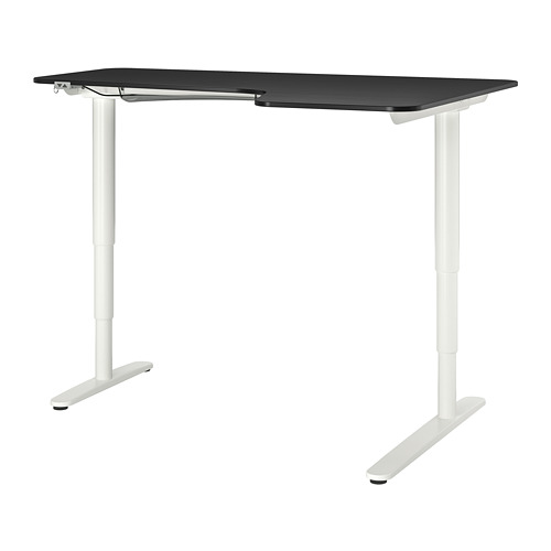 BEKANT desk sit/stand black stained ash veneer/white 093.864.08 - IKEA