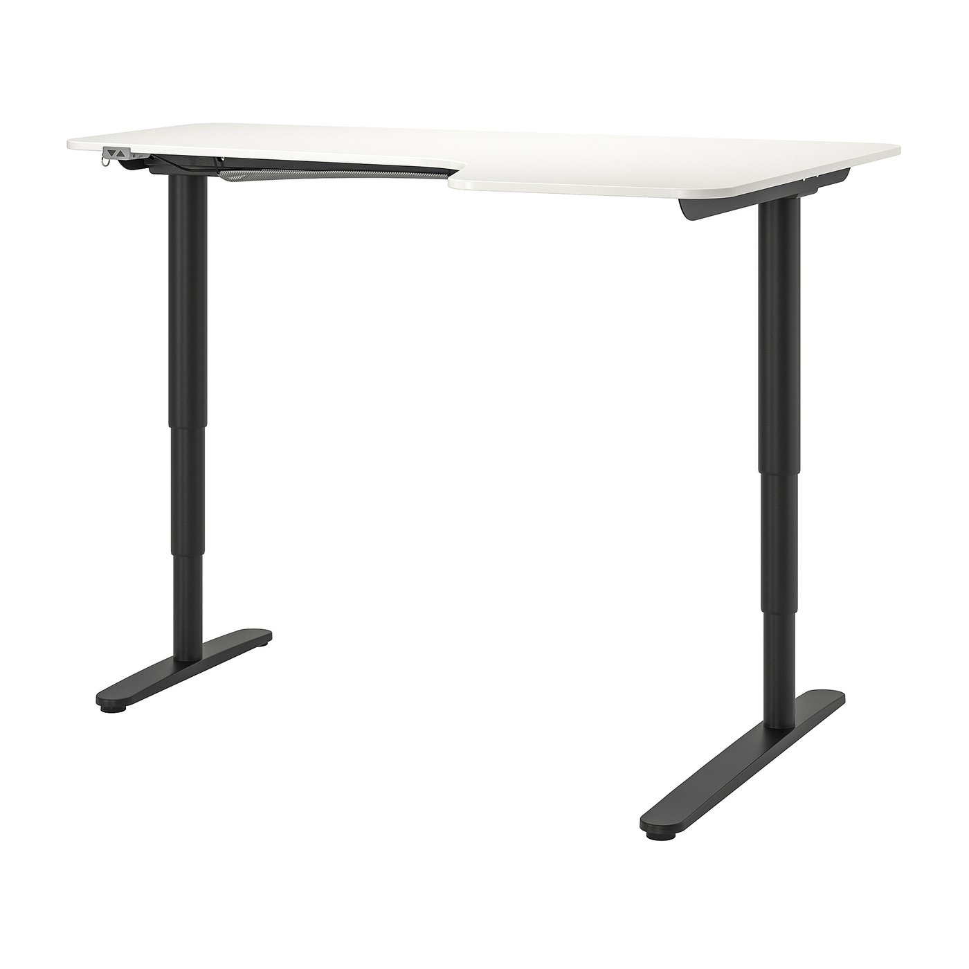 BEKANT Corner desk right sit/stand - white/black - IKEA