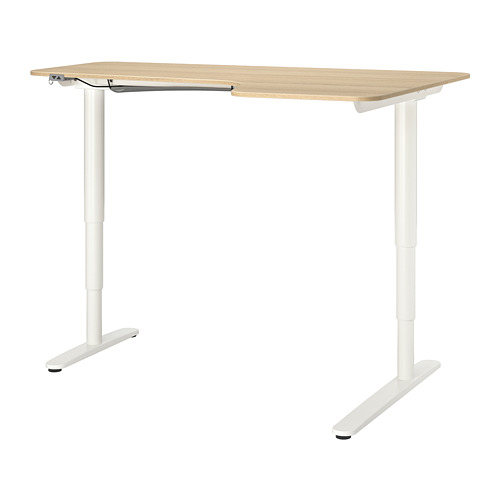 BEKANT corner desk left white stained oak veneer/white 592.828.37 - IKEA