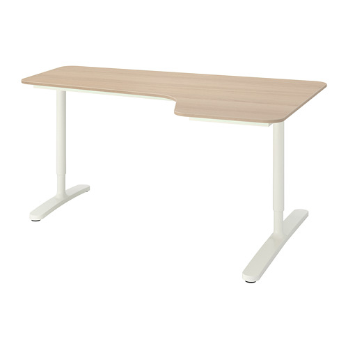 BEKANT corner desk right linoleum blue/white 092.828.87 - IKEA