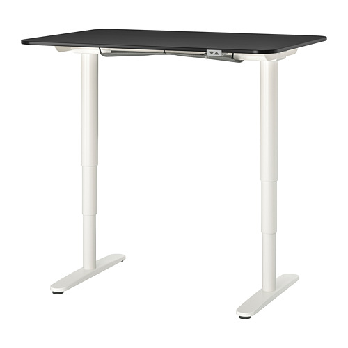 BEKANT desk sit/stand linoleum blue/white 992.821.90 - IKEA