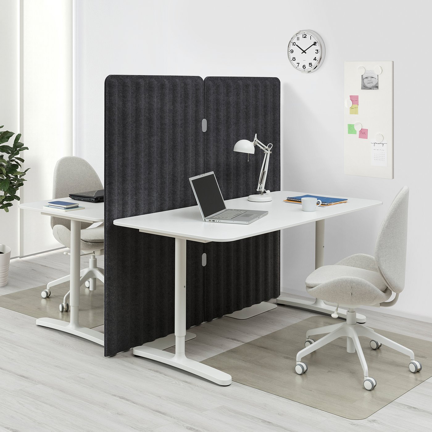 BEKANT desk with screen white/dark grey - IKEA
