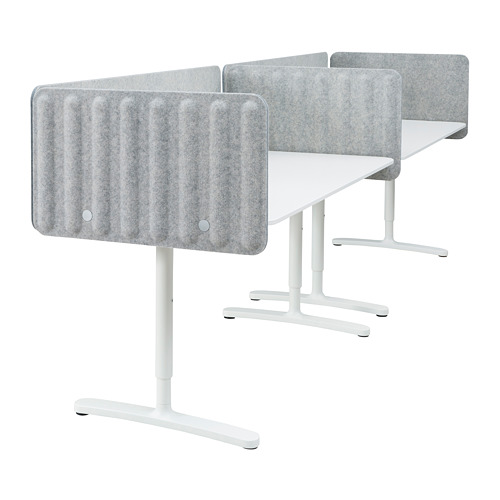 BEKANT desk with screen white/grey - IKEA