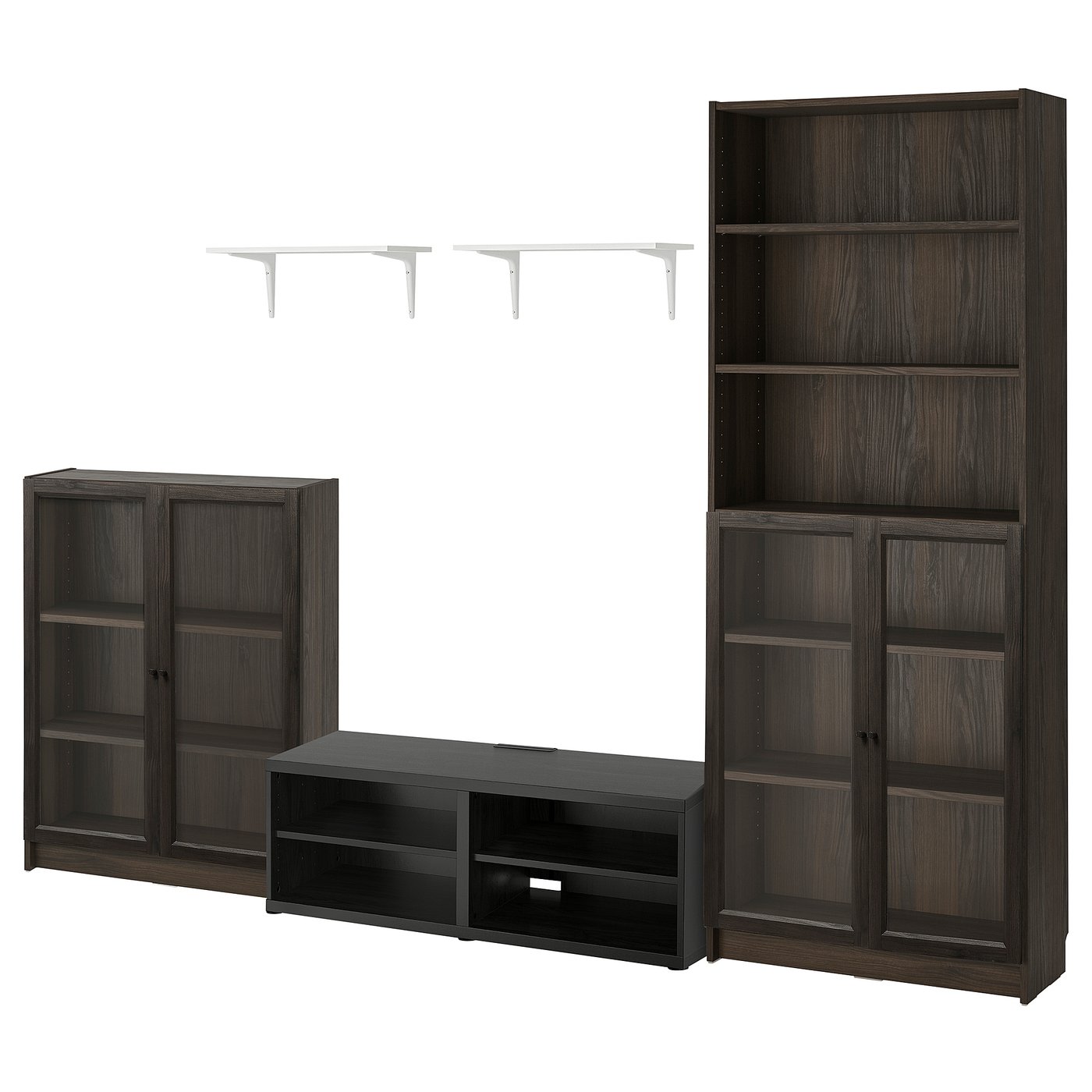 BILLY / BESTÅ TV bench dark brown/oak effect 095.033.27 - IKEA