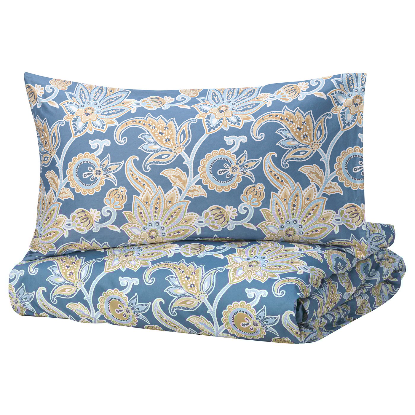 BOKANTENNMAL duvet cover and 2 pillowcases blue/beige 705.502.25 - IKEA