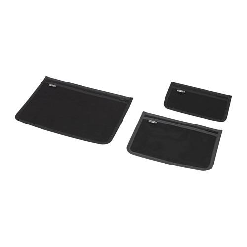 RENSARE clothes bag, set of 3 check pattern/grey black - IKEA