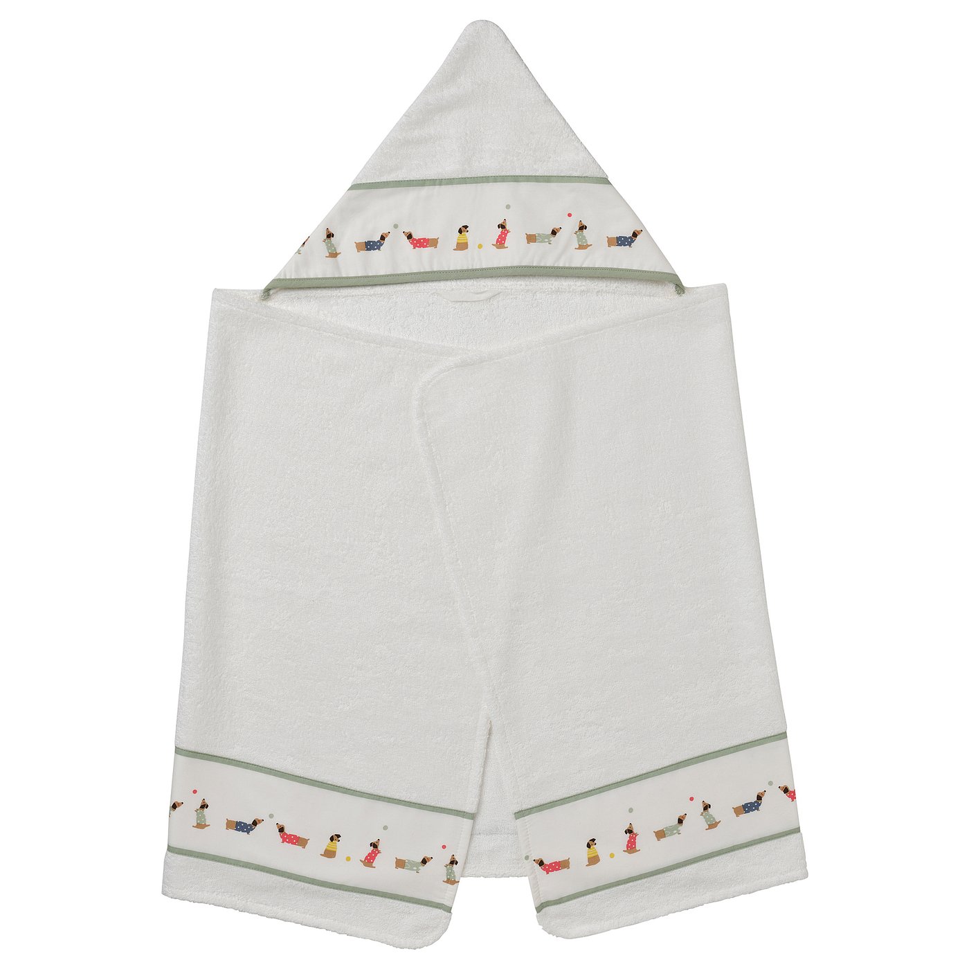 DRÖMSLOTT baby towel with hood puppy pattern/white - IKEA
