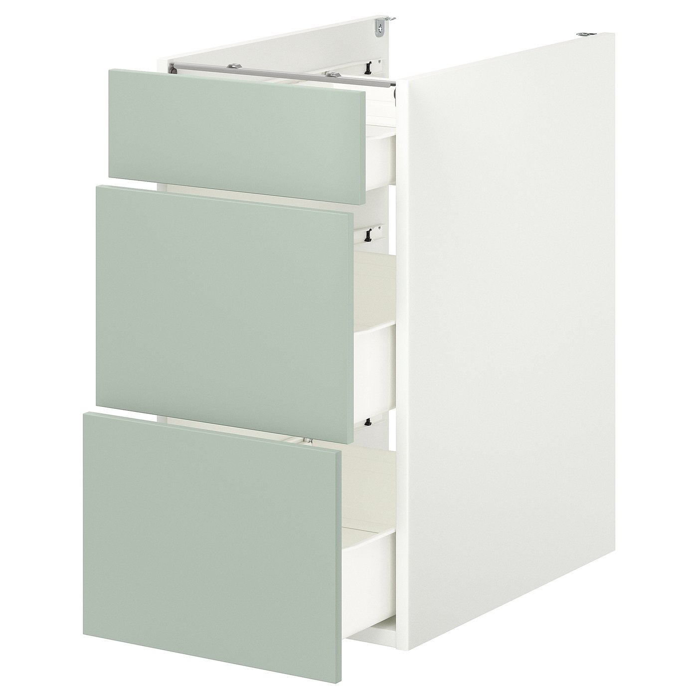 ENHET base cb w 3 drawers white/pale grey-green - IKEA