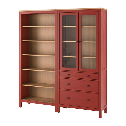 HEMNES glass-door cabinet with 3 drawers 005.306.36 - IKEA