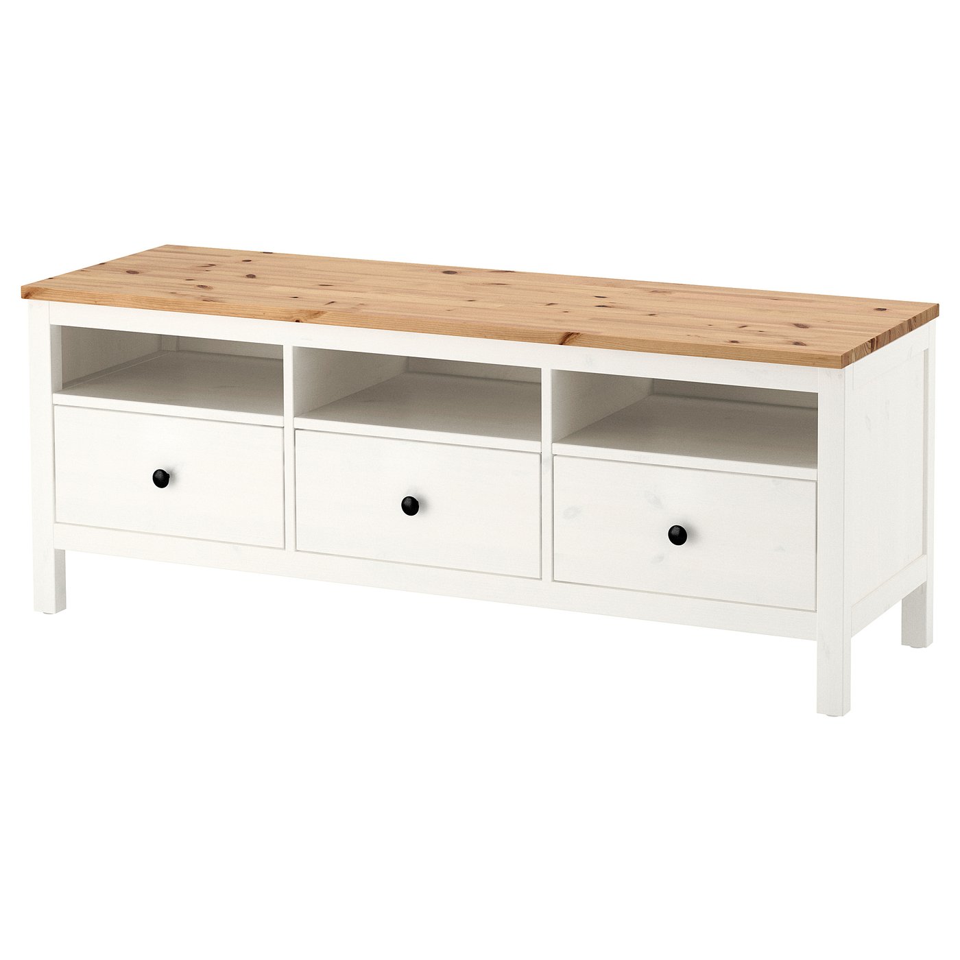 HEMNES TV bench white stain/light brown - IKEA