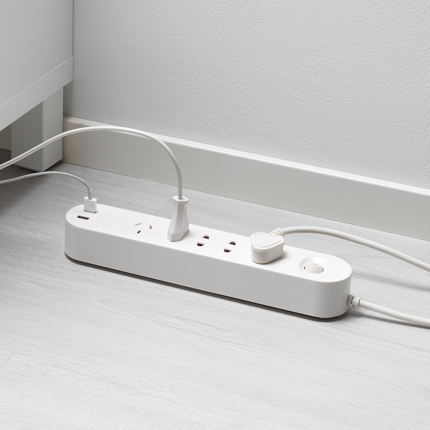 KOPPLA 5-way socket with 2 USB ports white - IKEA
