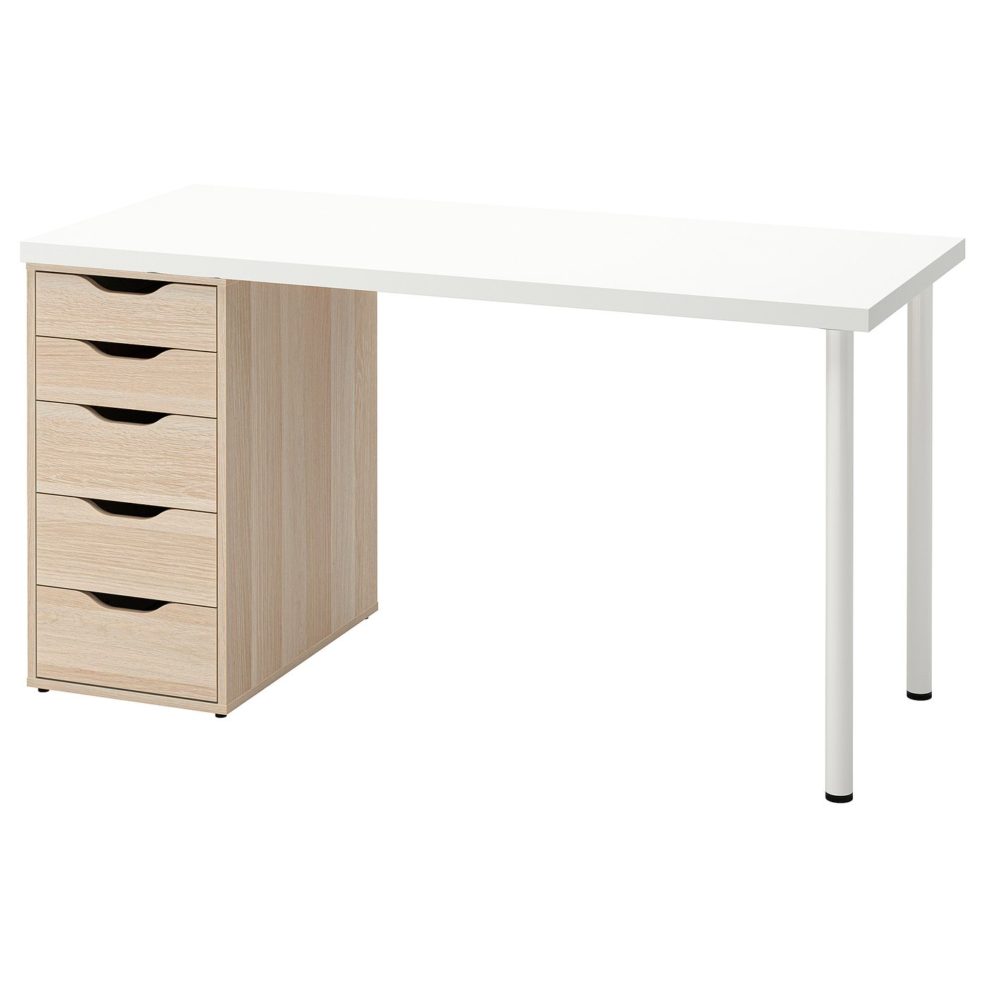 LAGKAPTEN / ALEX desk white/white stained oak effect - IKEA