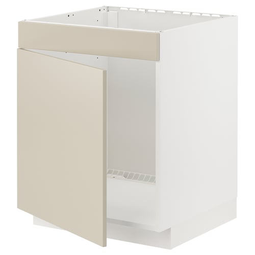 METOD base cabinet f sink w door/front white/Havstorp beige 395.136.93 ...