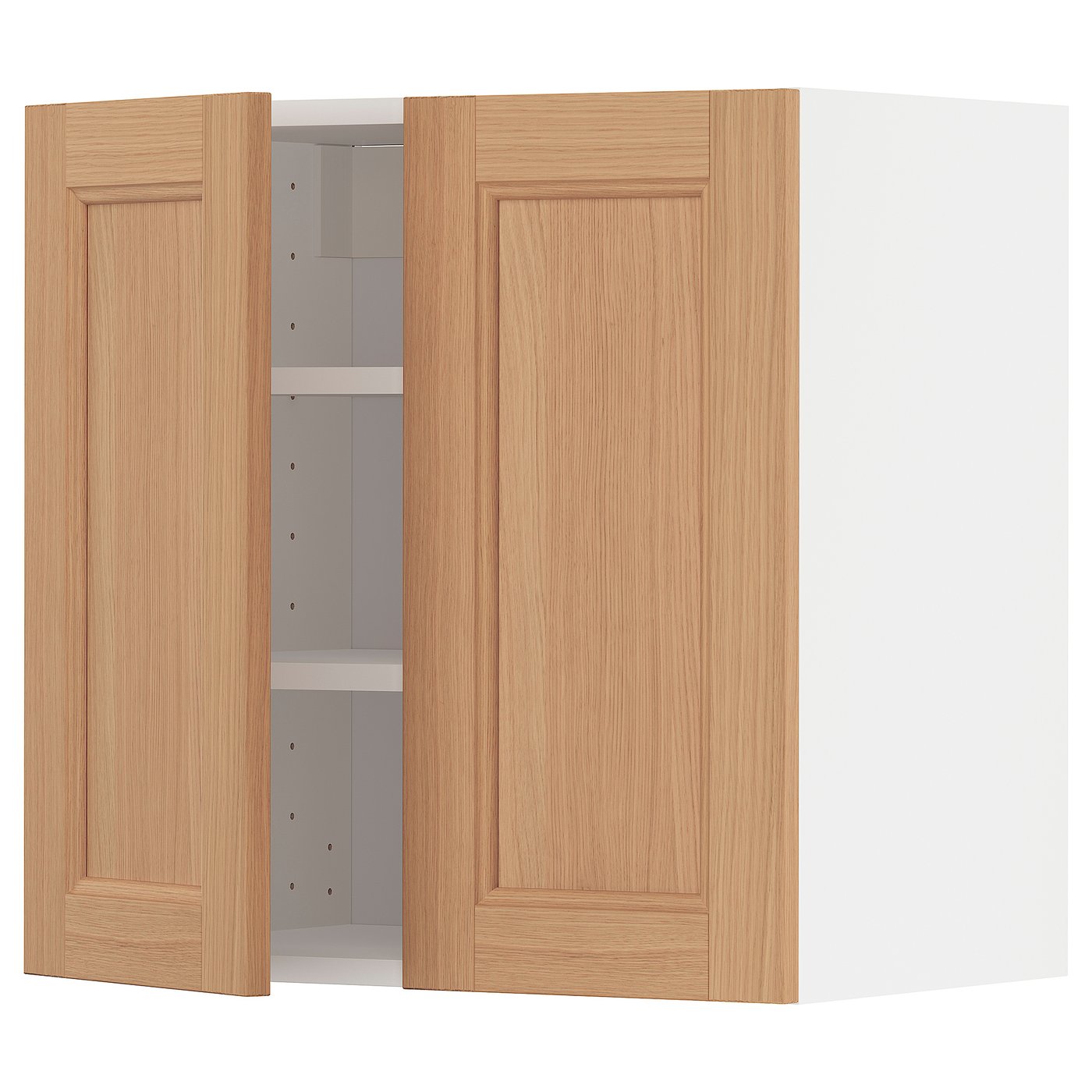 METOD wall cabinet with shelves/2 doors white/Vedhamn oak 794.380.79 - IKEA