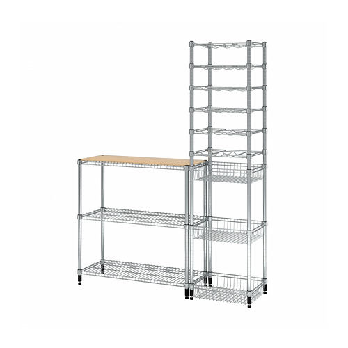 OMAR shelving unit with clothes rail with 1 shelf/galvanised - IKEA