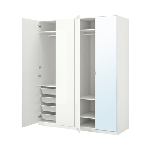 PAX / FARDAL wardrobe white/high-gloss light grey 194.781.05 - IKEA