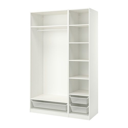 PAX / GRIMO wardrobe combination white/Grimo dark blue - IKEA