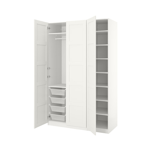PAX / GRIMO wardrobe combination white/Grimo dark blue - IKEA
