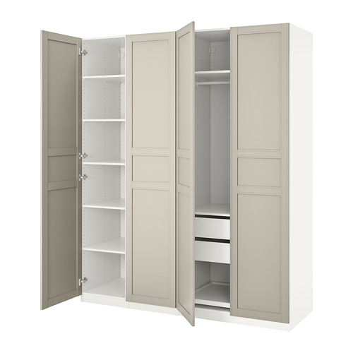 PAX / FLISBERGET wardrobe white/light beige 394.803.10 - IKEA