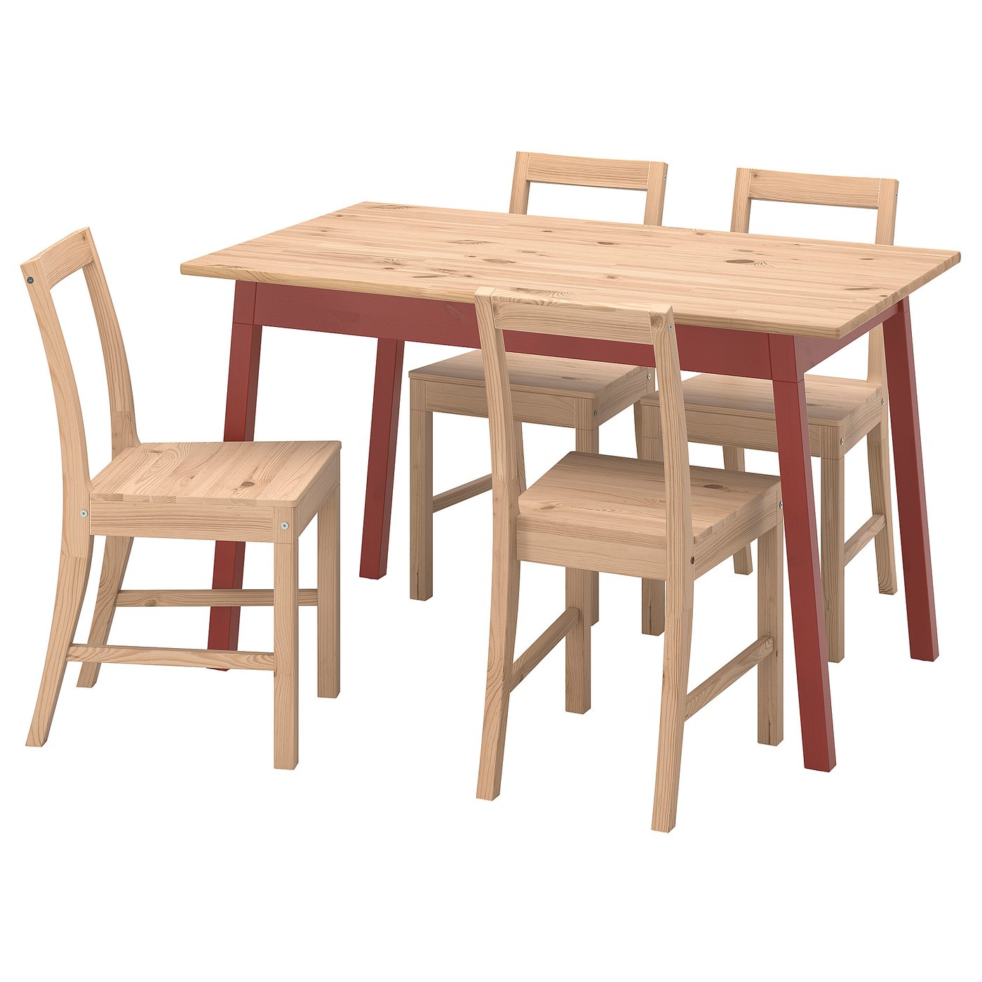 PINNTORP / PINNTORP table and 4 chairs light brown stained red stained ...
