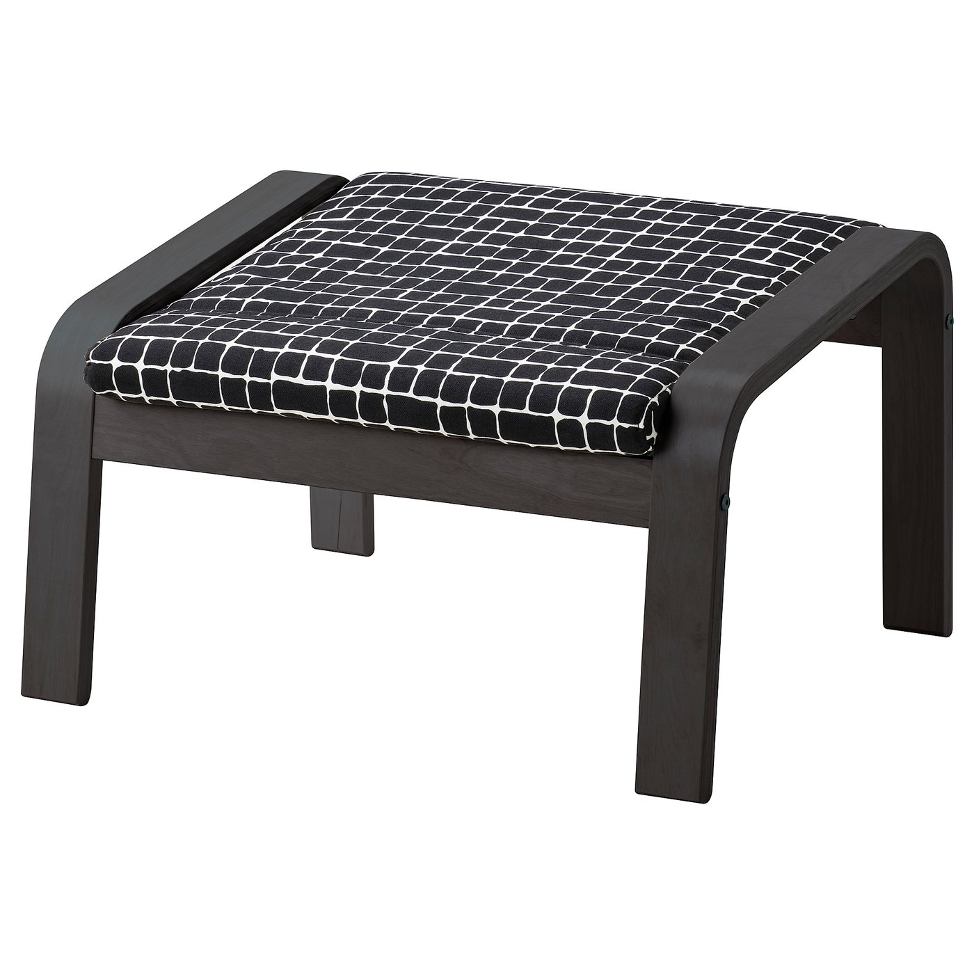 POÄNG footstool black-brown/Storudden white/black - IKEA