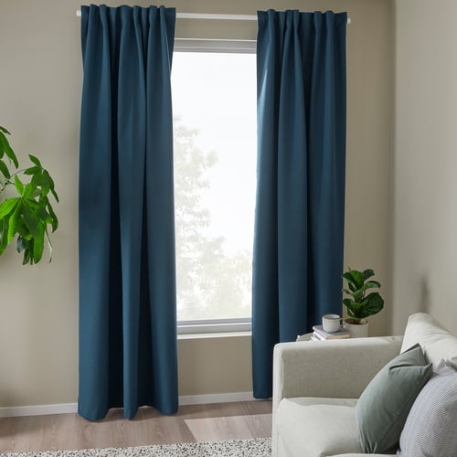 ROSENMANDEL room darkening curtains, 1 pair dark blue 205.390.61 - IKEA