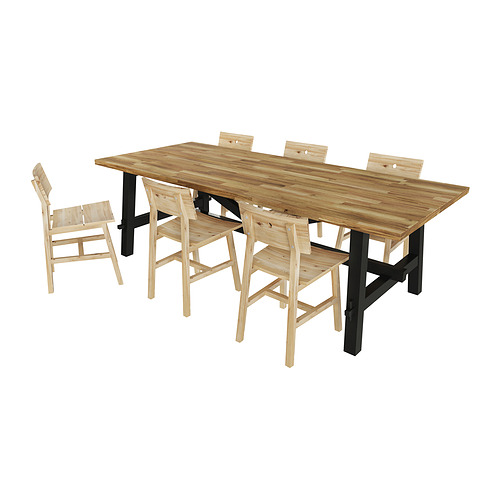 SKOGSTA / NORRARYD table and 6 chairs acacia/black 292.461.86 - IKEA