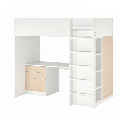 SMÅSTAD loft bed white pale pink/with desk with 3 drawers 794.374.33 - IKEA