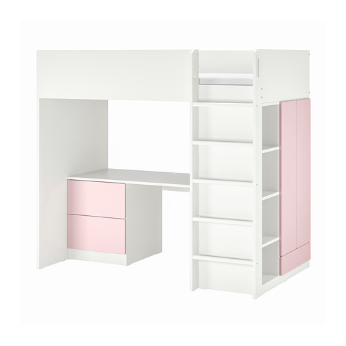 SMÅSTAD loft bed white with frame/with desk with 3 drawers 294.374.59 ...