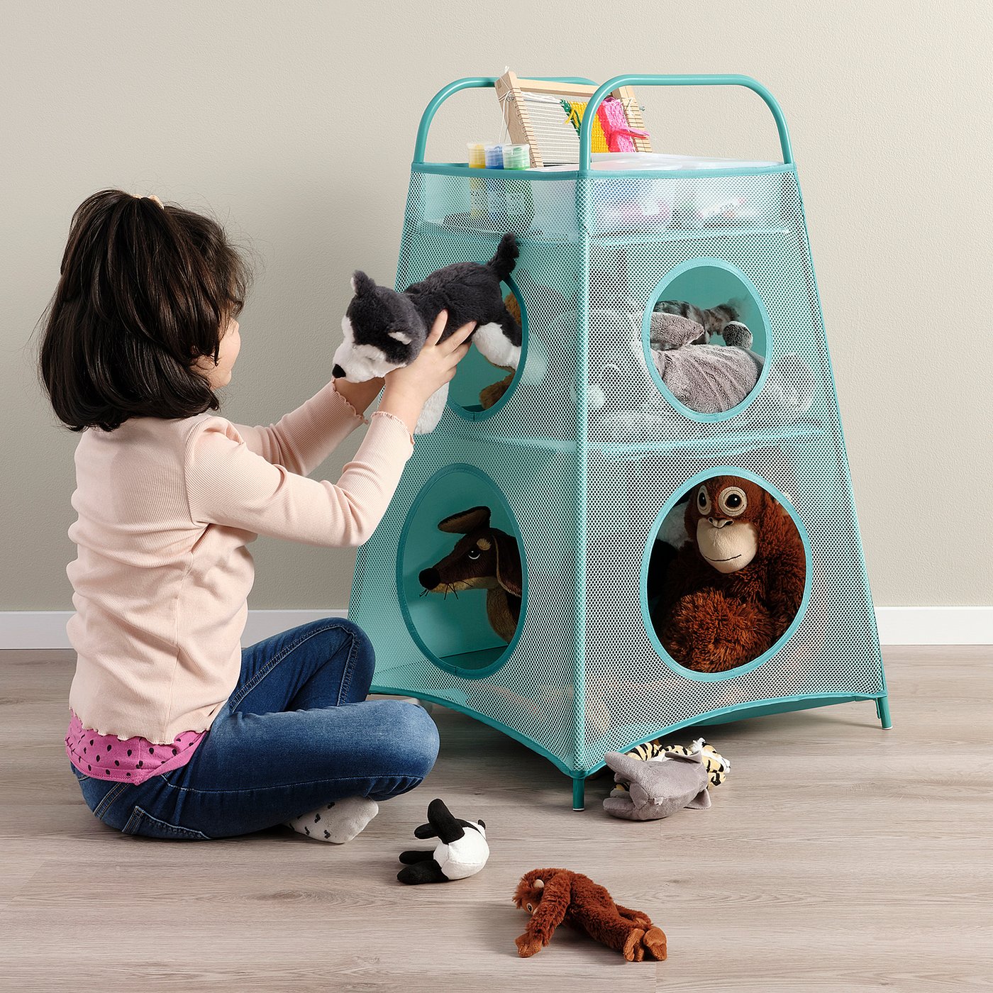 TIGERFINK storage with compartments turquoise - IKEA