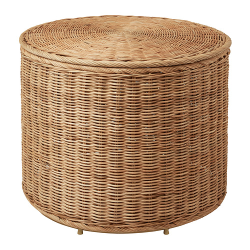 GAMLEHULT footstool with storage rattan/anthracite - IKEA