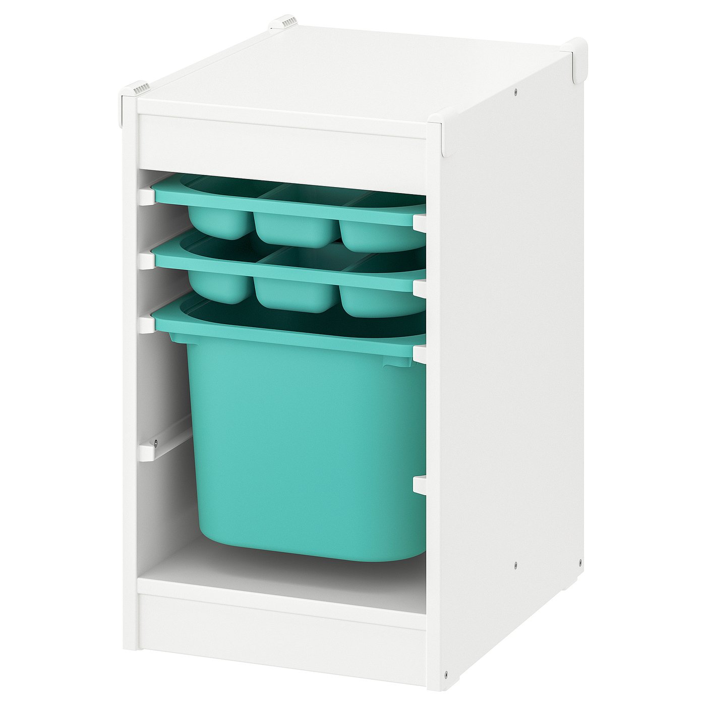 TROFAST storage combination with box/trays white/turquoise 894.803.79 ...