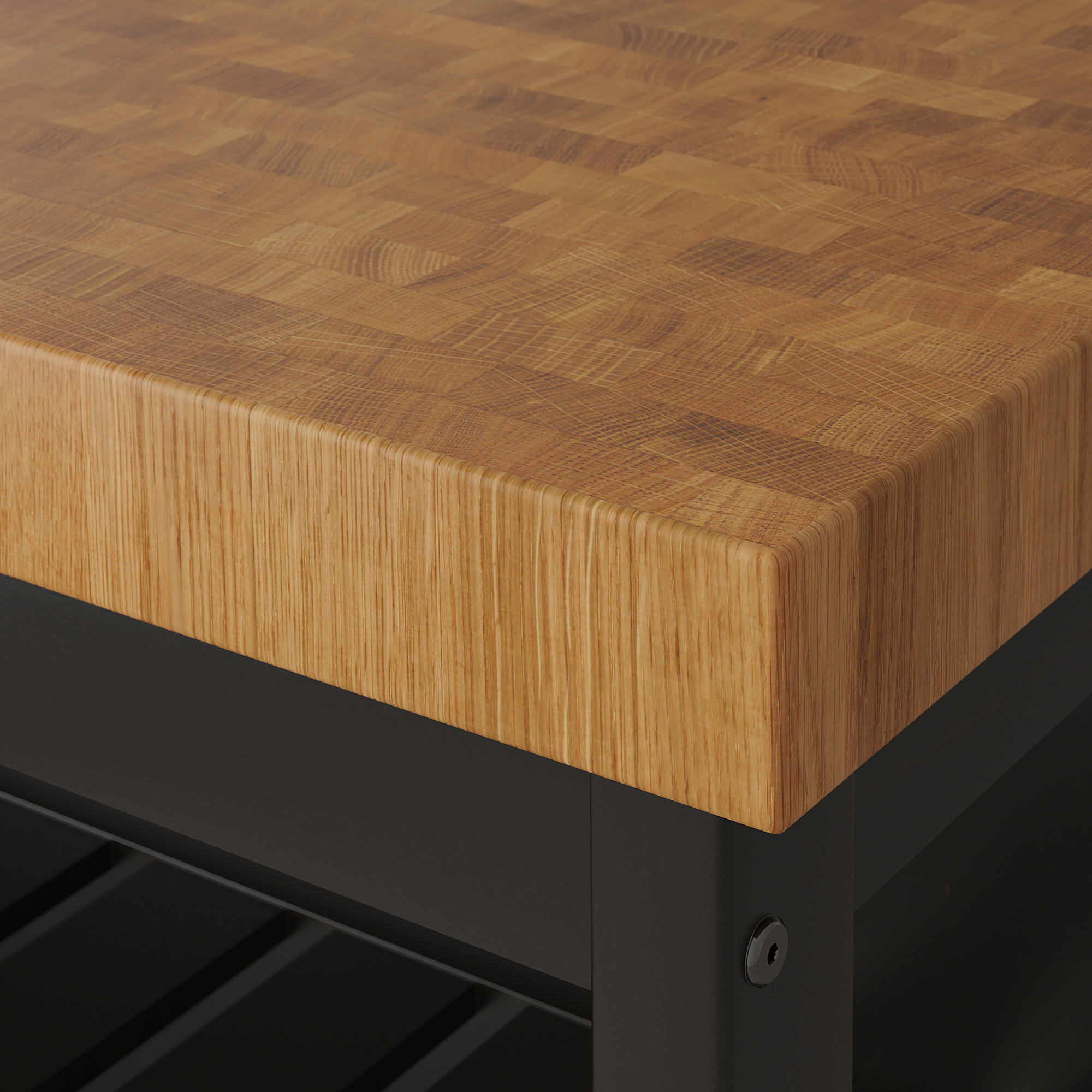 VADHOLMA Kitchen island - black/oak - IKEA