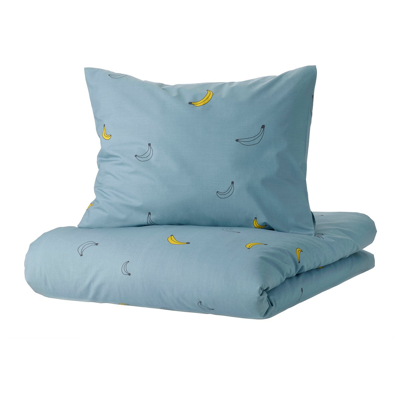 VÄNKRETS duvet cover and pillowcase banana pattern blue - IKEA