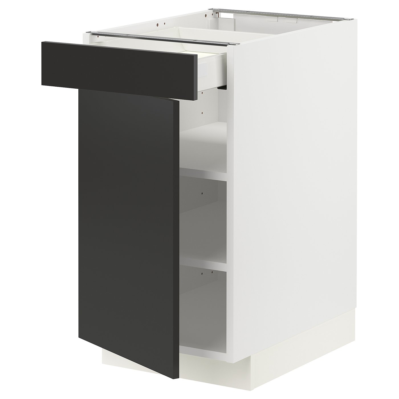 METOD 米多 / MAXIMERA 马斯麦 底柜，带抽屉/门 白色/妮可博 哑光炭黑色 - IKEA