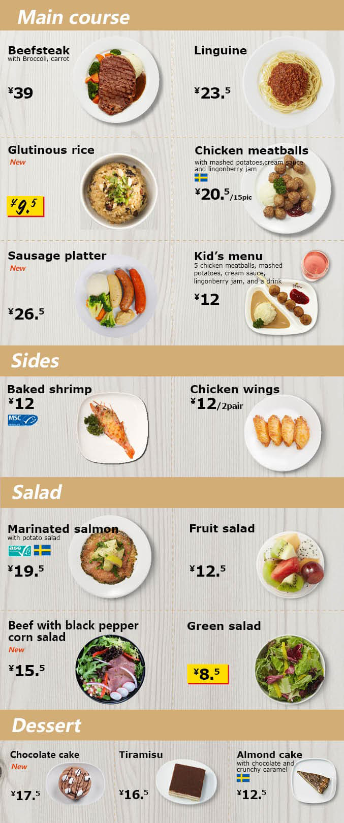 Ikea food menu store